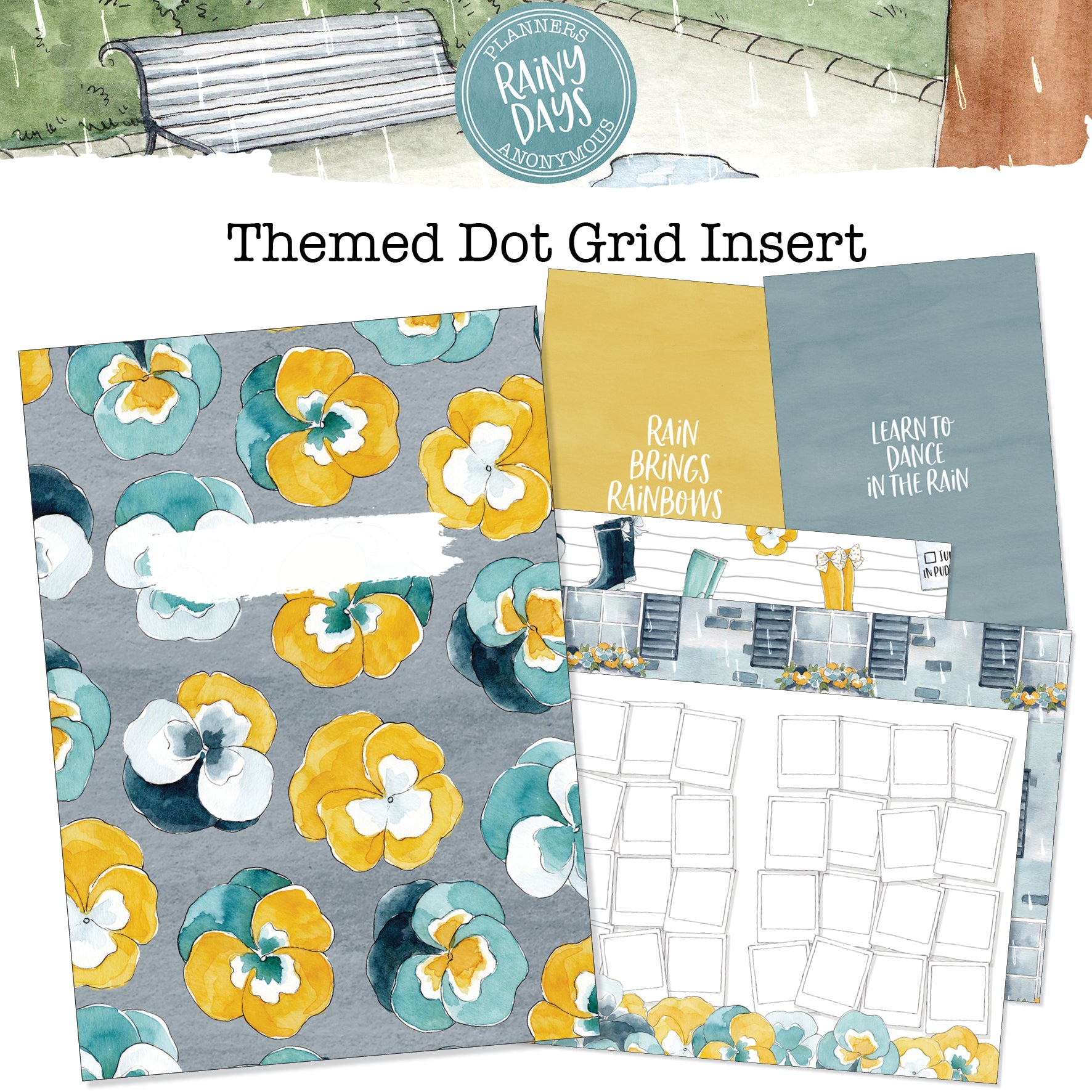 Rainy Days Inserts - Themed Dot Grid Printable