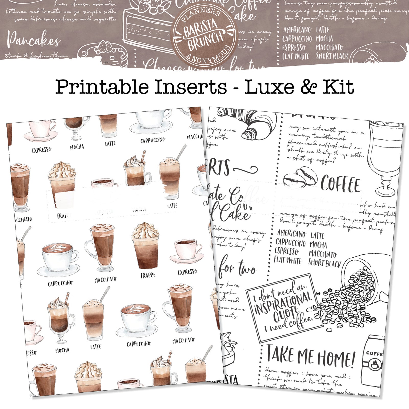 Barista Brunch Printable Inserts